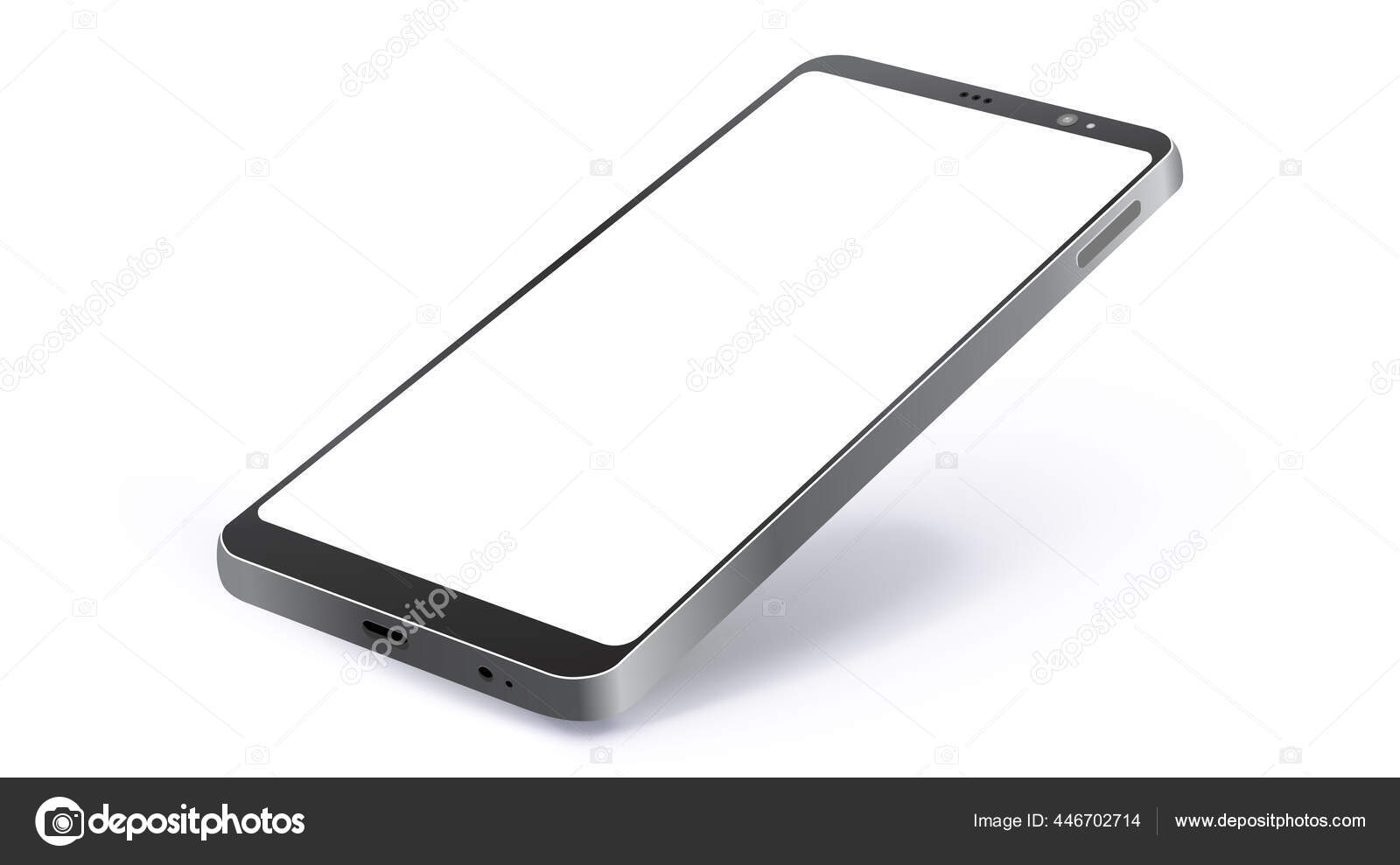 Black Mobile Phone Realistic Vector Mockup Perspective View Smartphone ...