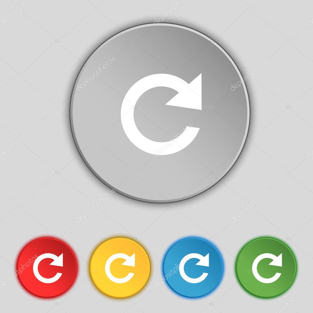 Update sign icon. Full rotation arrow symbol. Set colourful buttons ...