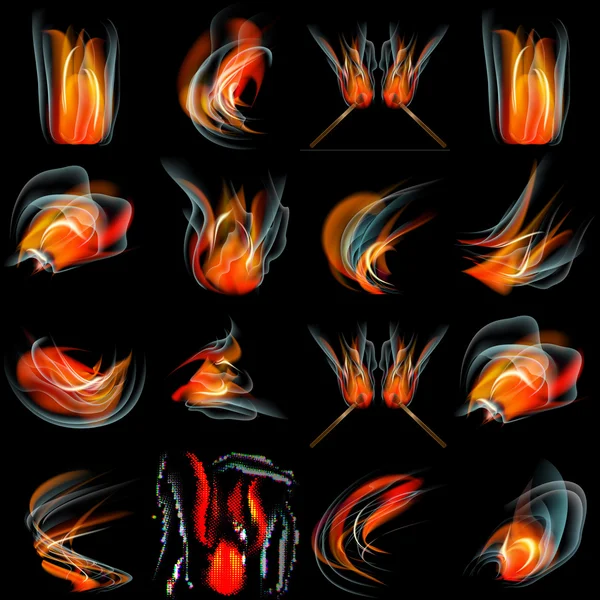 Set of Burn flame fire. abstract background. Vector Stock Vector Image ...