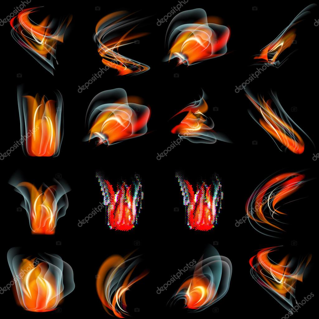 Set of Burn flame fire. abstract background. Vector Stock Vector Image ...