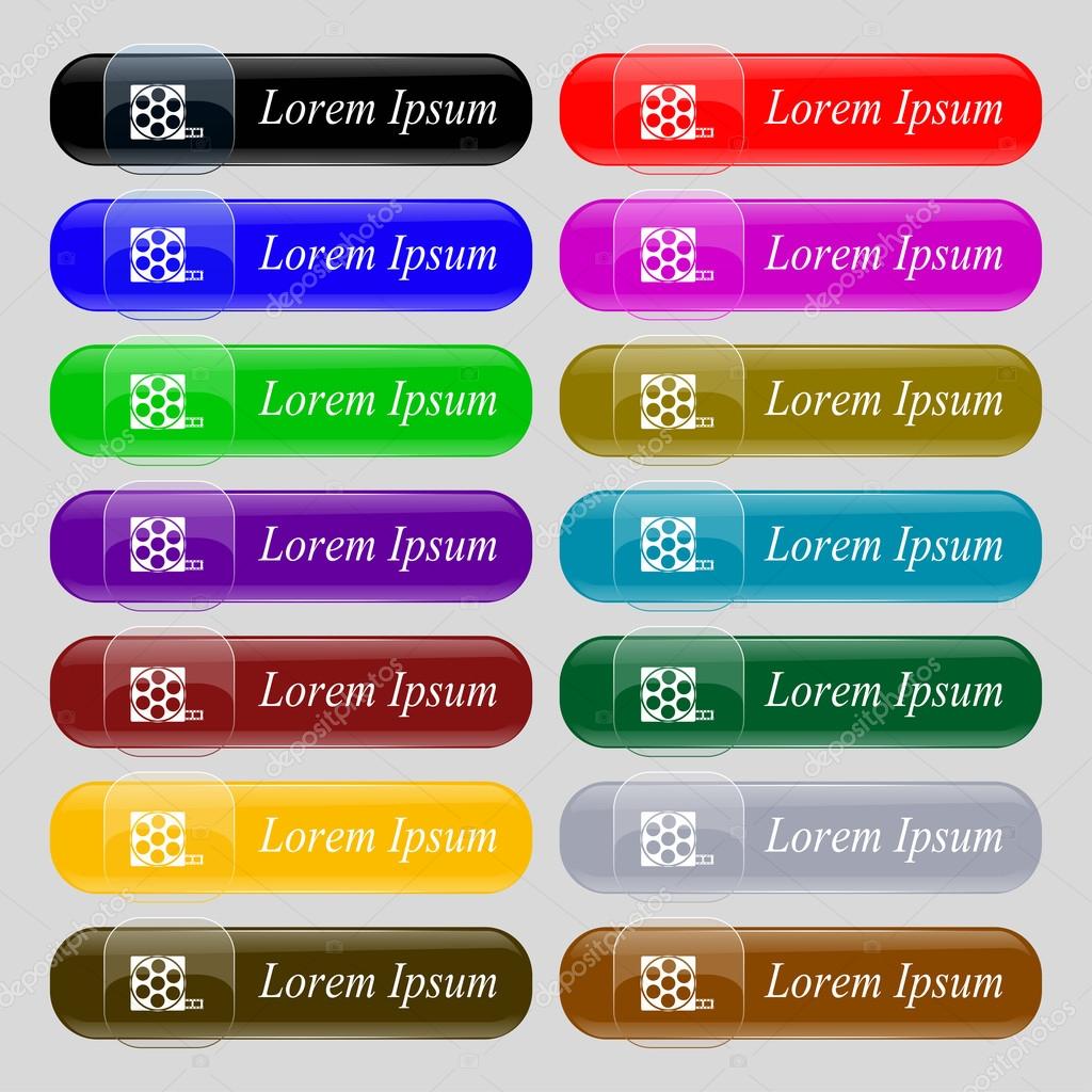 Video sign icon. frame symbol. Set colourful buttons. Vector — Stock ...