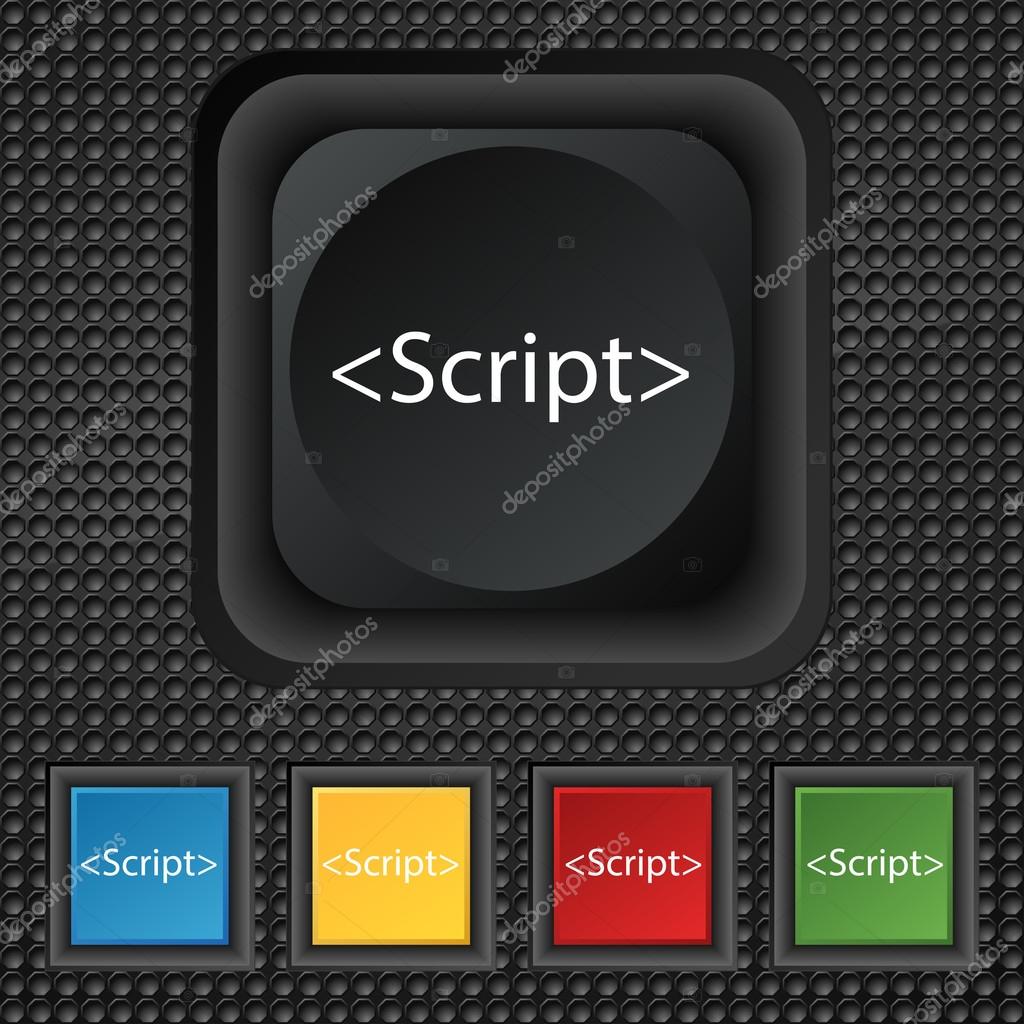 Icono de señal de script. Símbolo código Javascript. Conjunto de ...