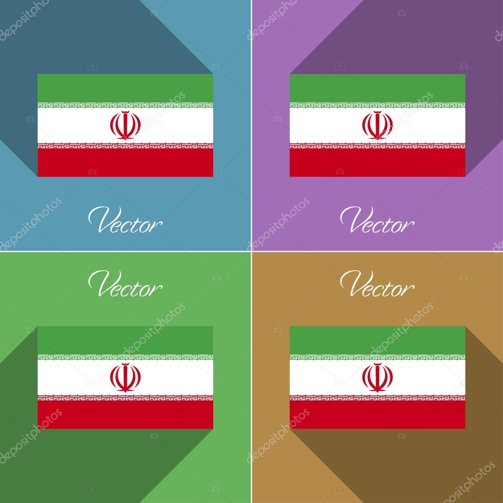 Flags Iran. Set of colors flat design and long shadows. Vector Stock ...