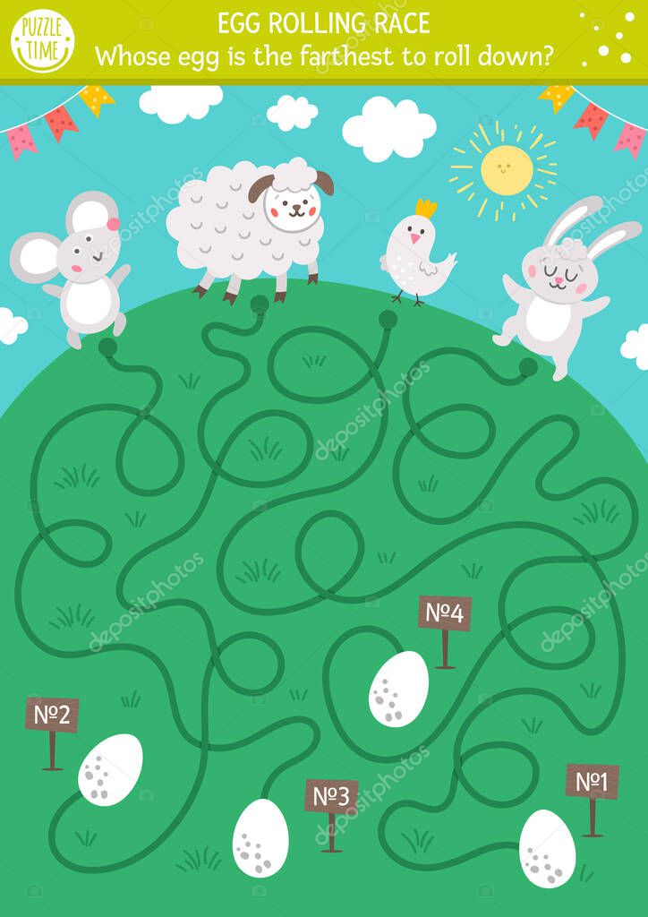 Laberinto de carrera de rodadura de huevos. Laberinto de Pascua para ...