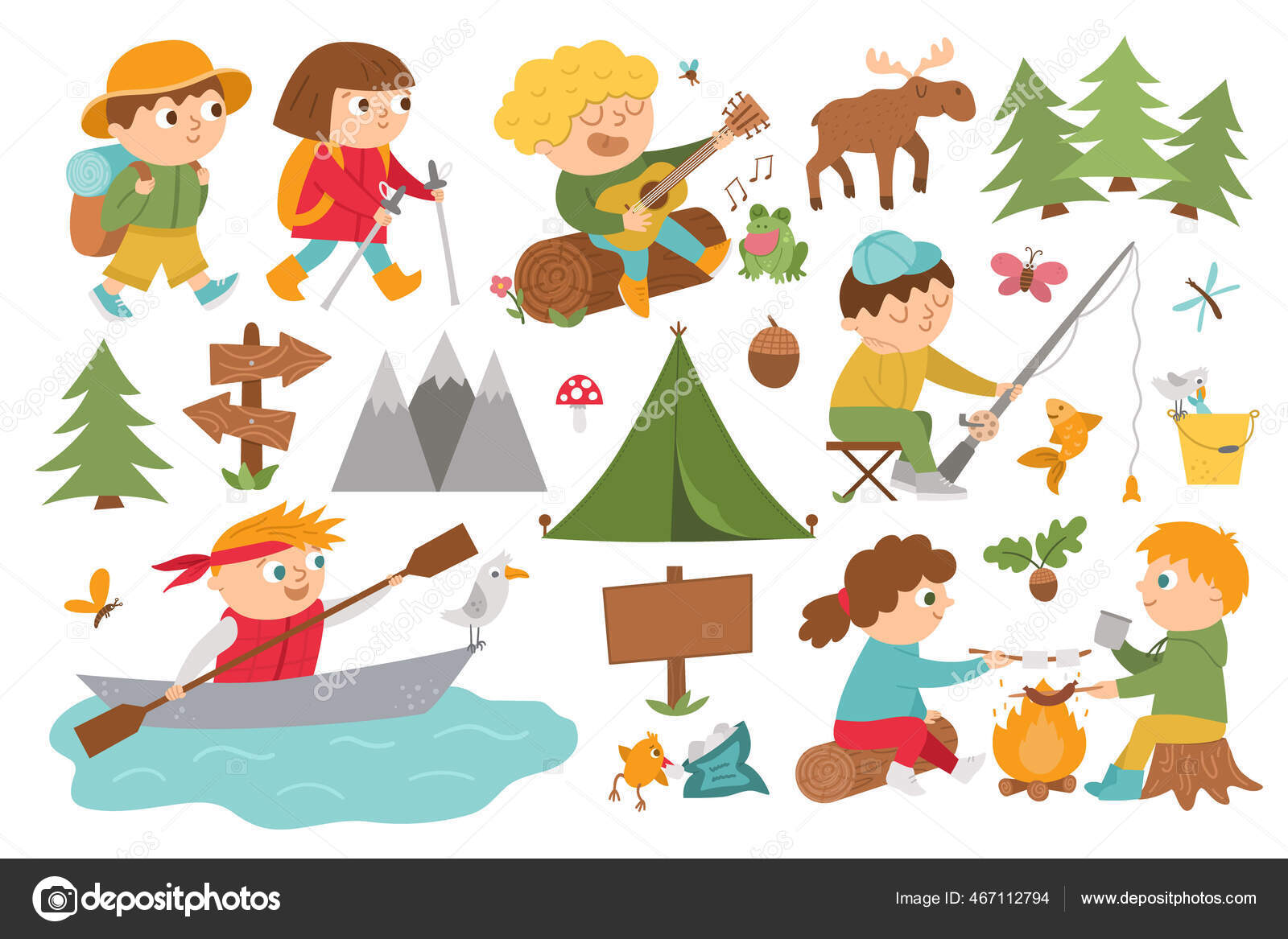 Kids Trekking Vector