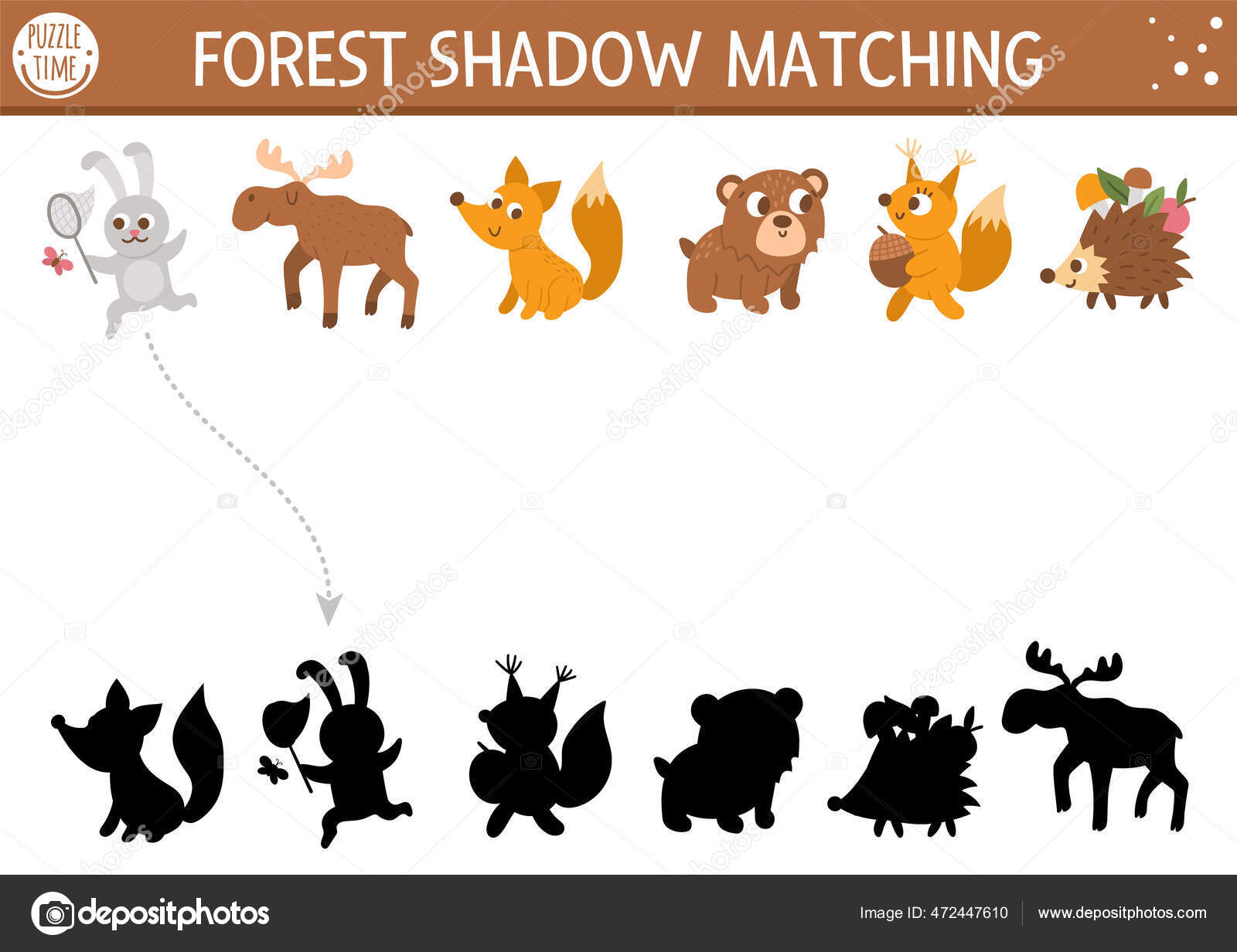 Forest Camping Shadow Matching Activity Cute Animals Family Nature Trip ...