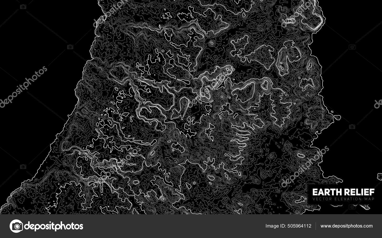 Vector abstract earth relief map. Generated conceptual elevation map ...