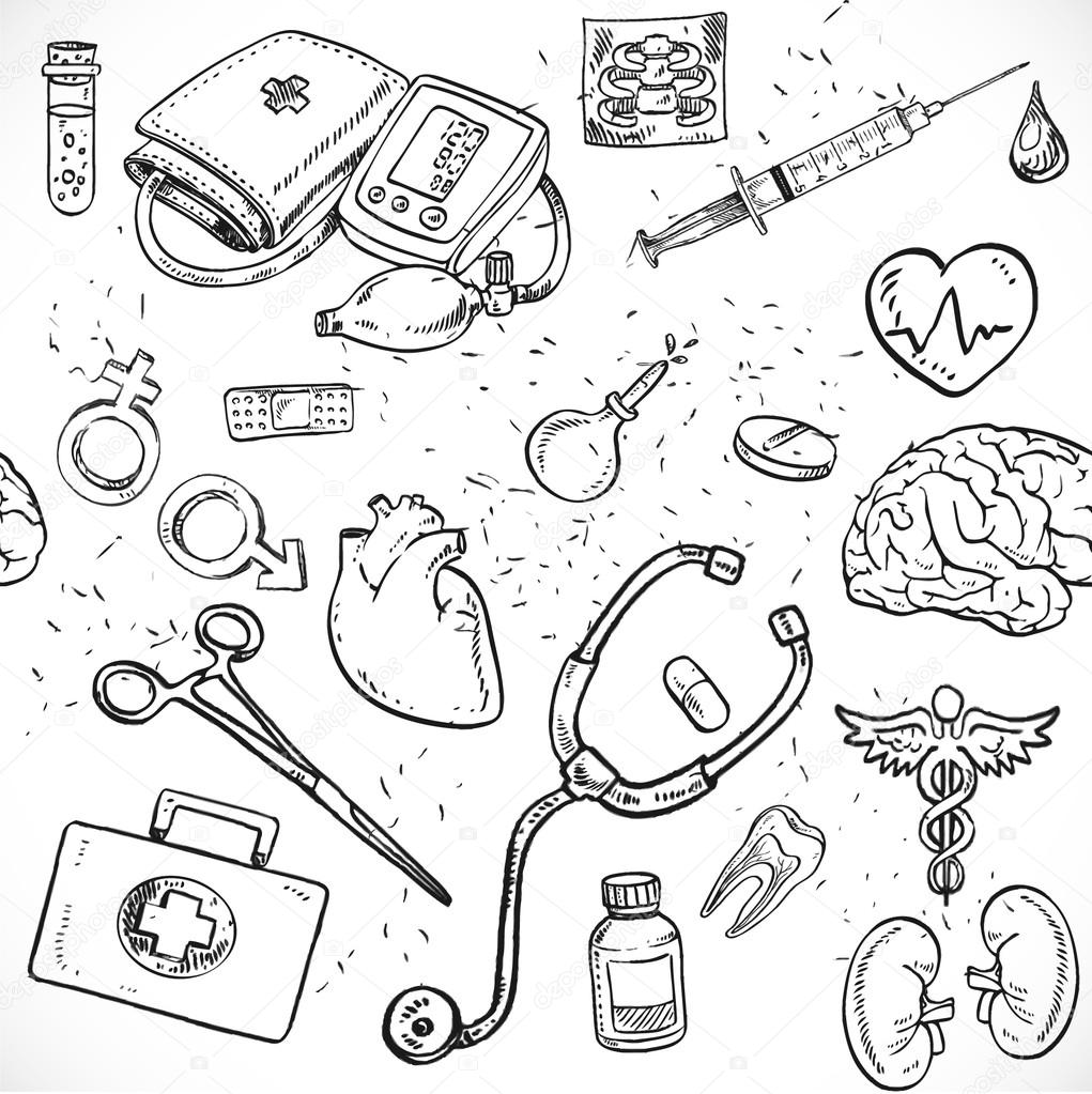 Medical background, seamless doodle vector Stock Vector Image by ...