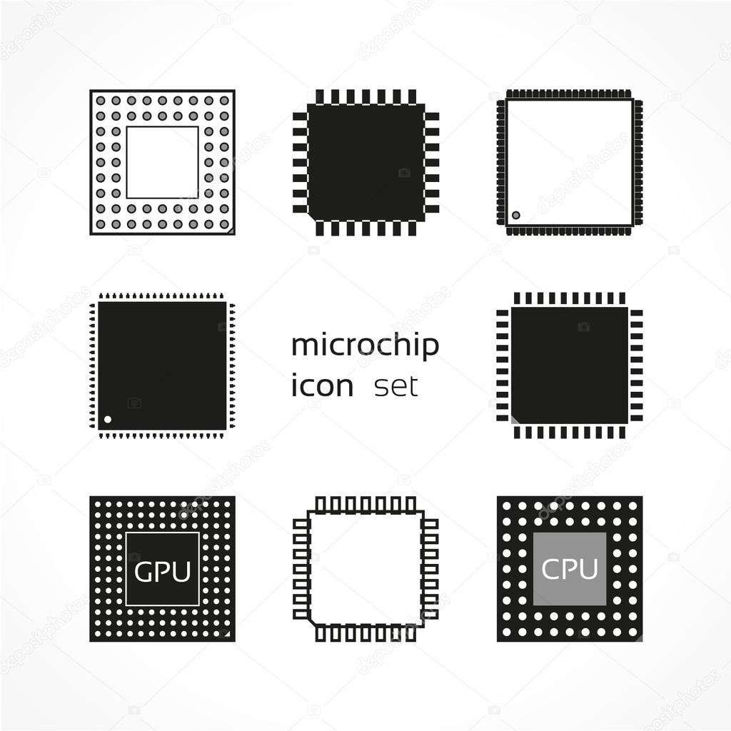 Computer microchip, vector icon set — Stock Vector © LordMaster #64999639 Computer microchip, vector icon set — Stock Vector © LordMaster #64999639
