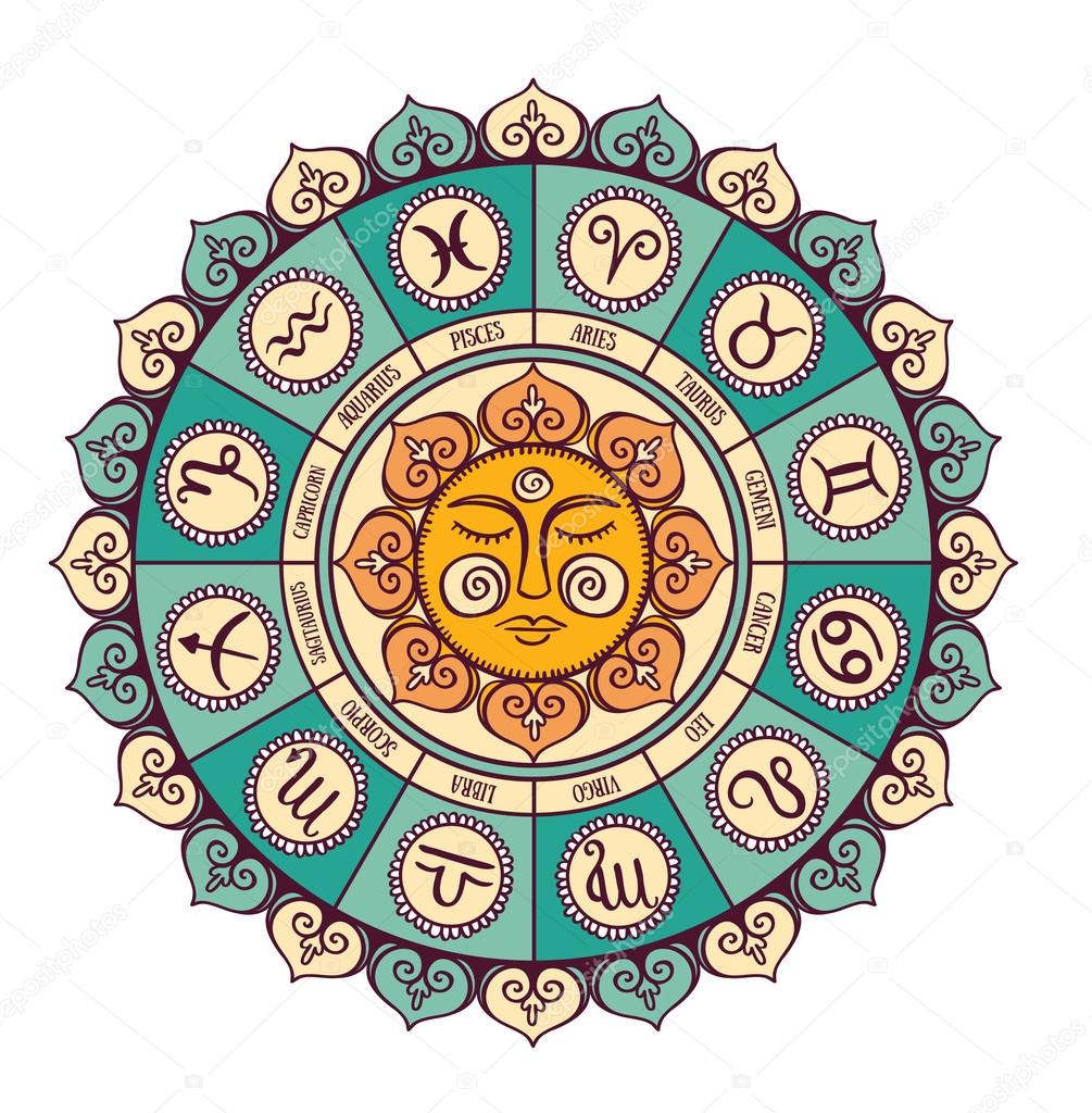 Zodiac circle with horoscope signs — Stock Vector © Utro-na-more #98891382