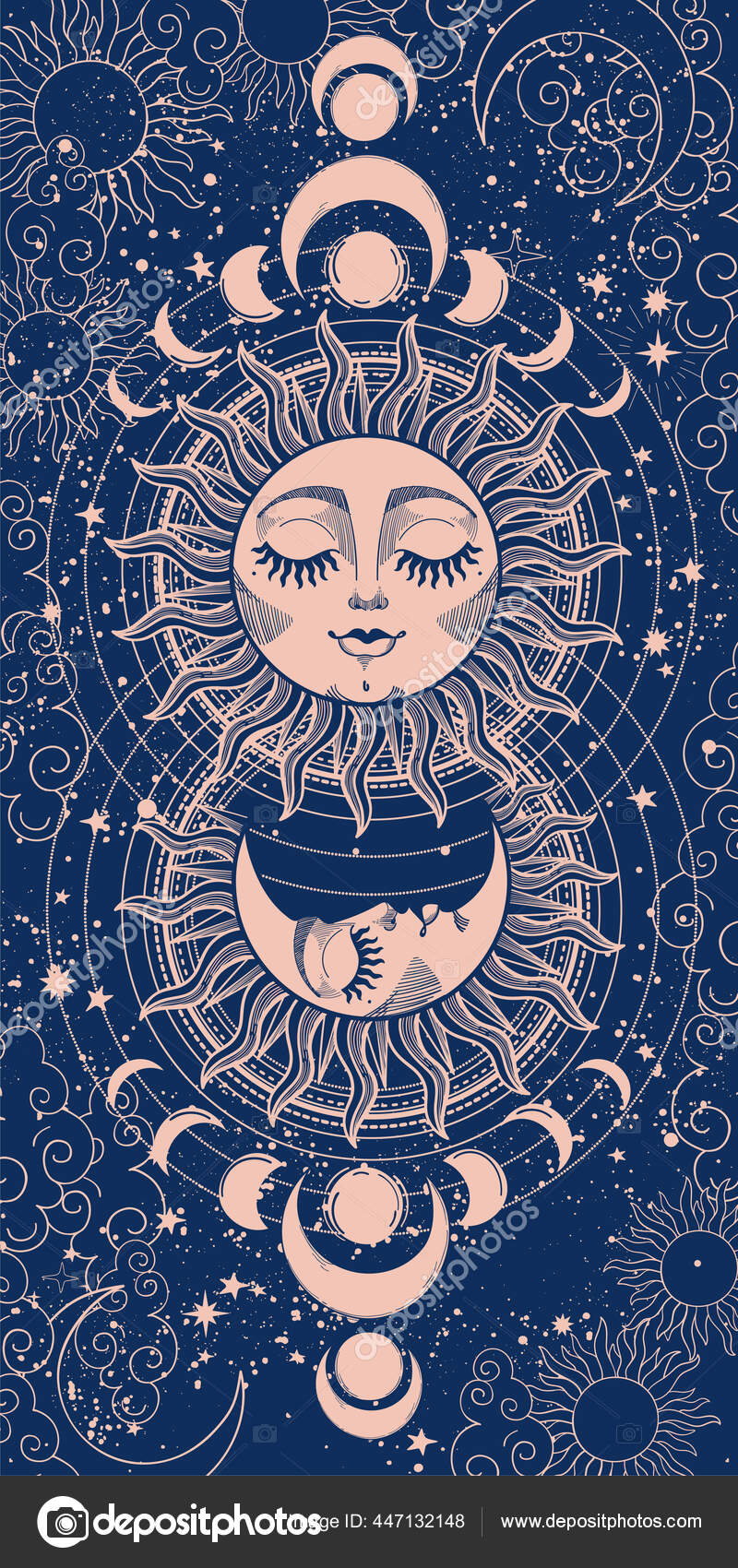 Crescent Moon Design With Face