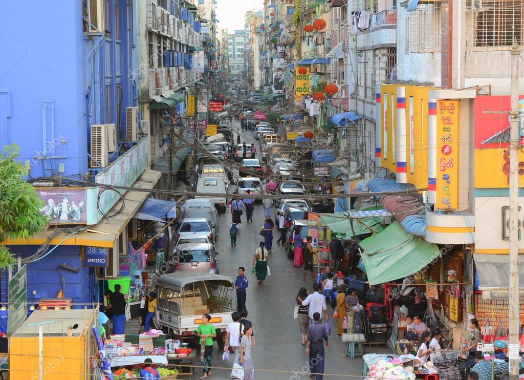 Famous shops at Bogyoke Market in Yangon – Stock Editorial Photo ...