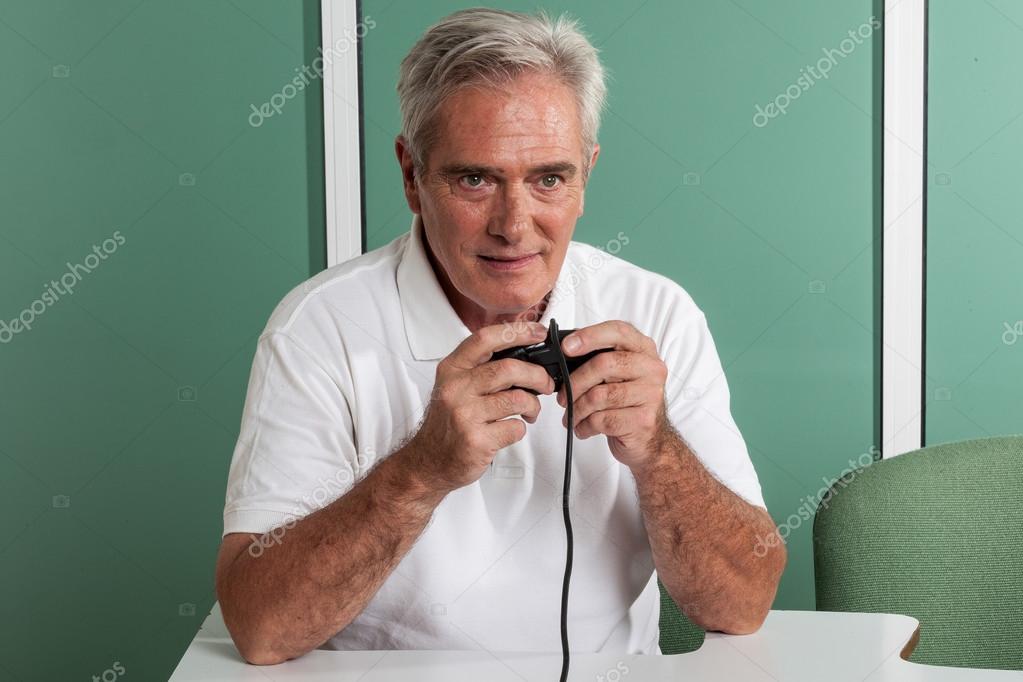 Old Man Playing Video Games
