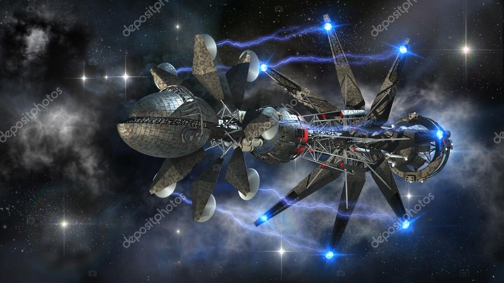Spaceship with forming Warp Drive Stock Photo by ©3000ad 119668378