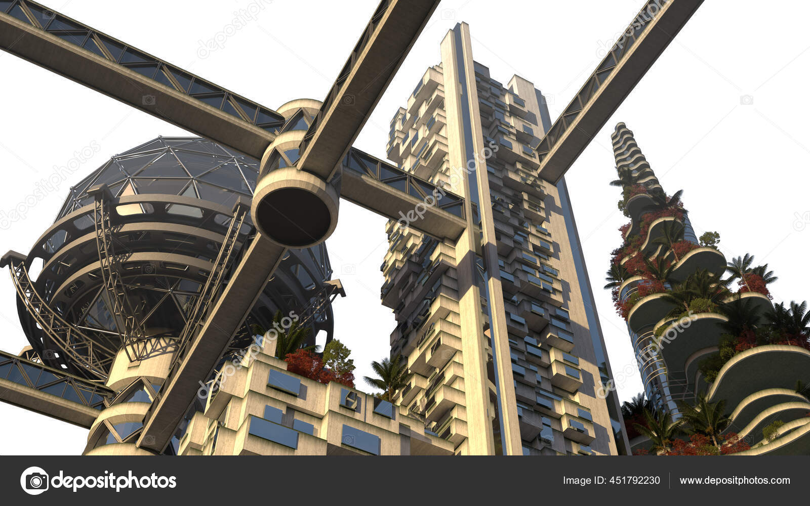 Rendering Futuristic Environmental Architecture Building Terraces ...