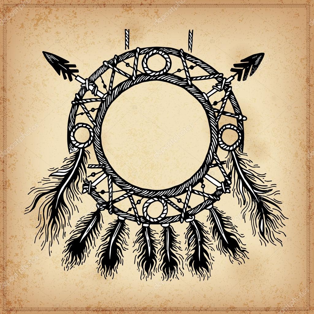 Set of hand drawing ink circle for the Dreamcatcher. Vector ...