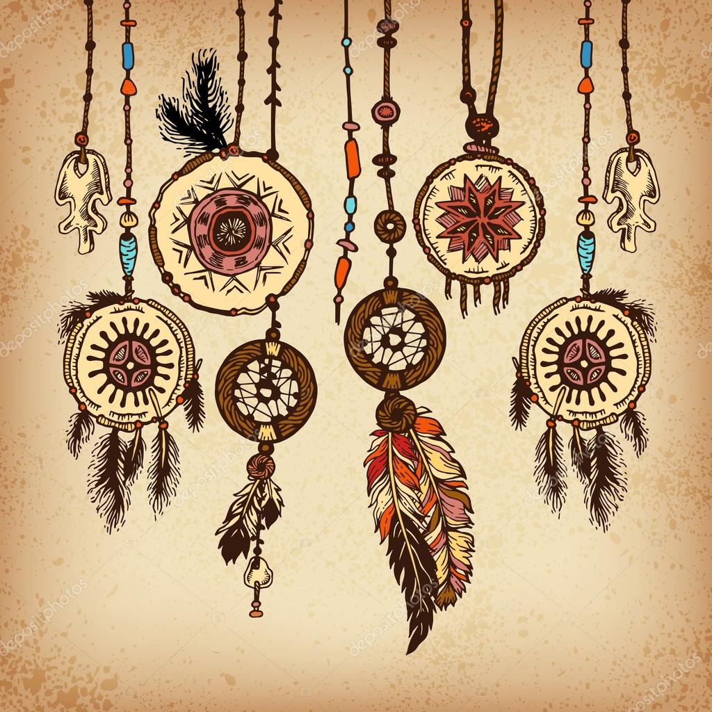 Background with ethnic feathers and ethnic elements. Ethnic seamless ...