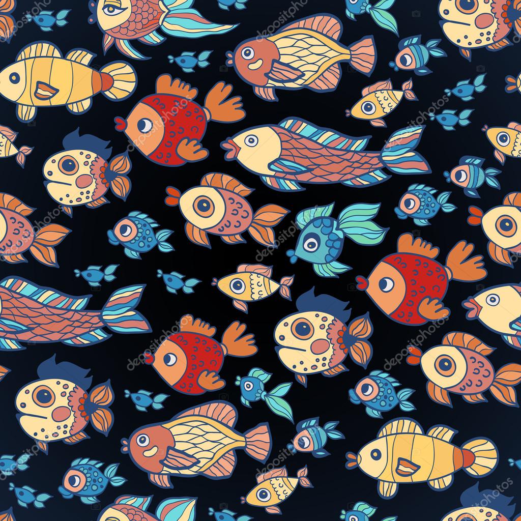 Underwater fish seamless pattern background. Summer template. Use for ...