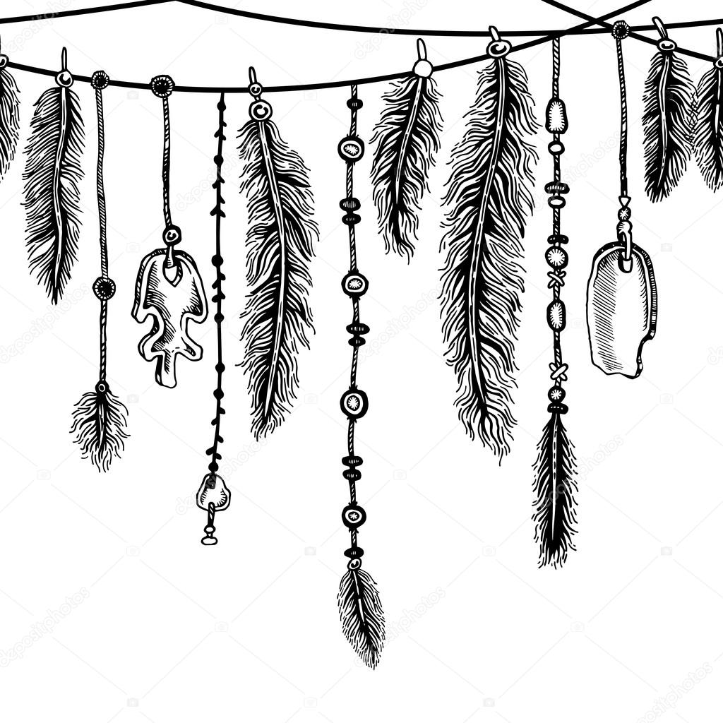 Native American Feather Borders