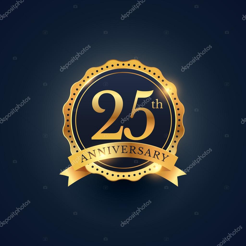 25th anniversary celebration badge label in golden color Stock Vector ...