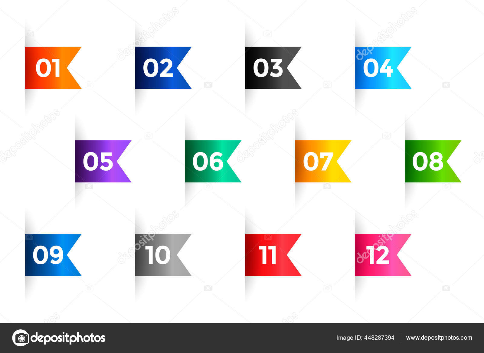 Ribbon Bullet Points Numbers One Twelve Stock Vector by ©StarLine 448287394