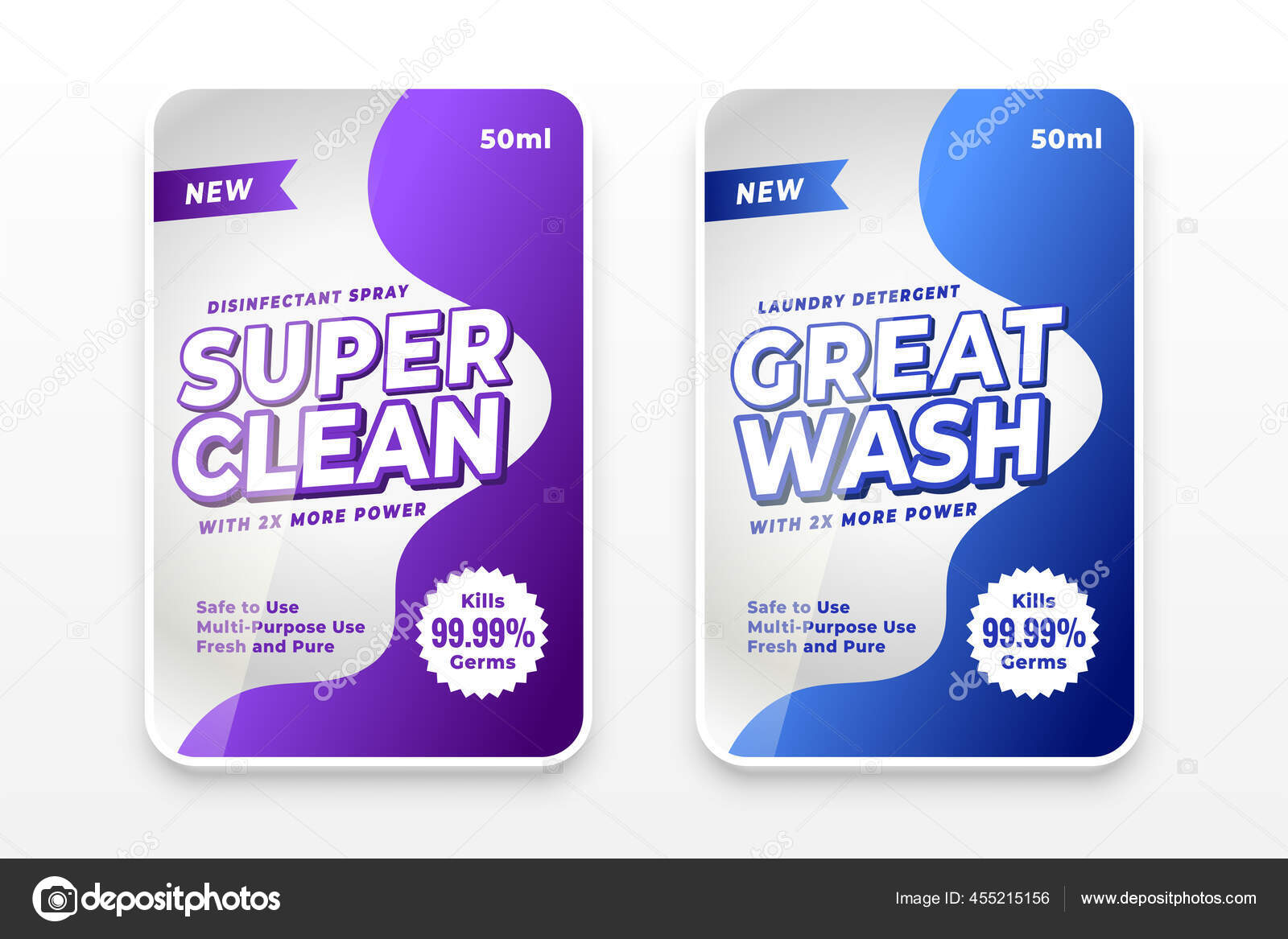 Laundry Detergent Promotional Labels Template Design Stock Vector Image ...