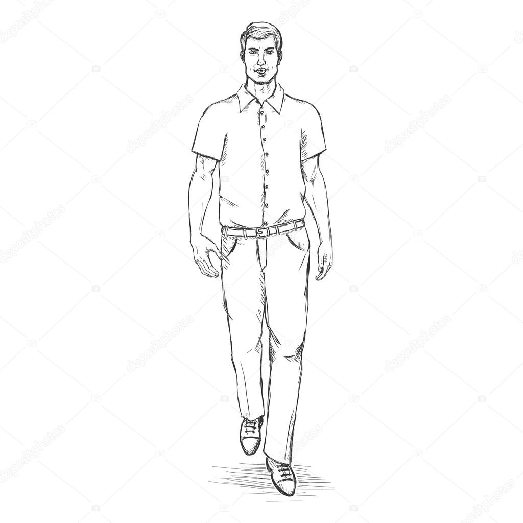 Vector Sketch Man Model — Stock Vector © nikiteev #100405376 Vector Sketch Man Model — Stock Vector © nikiteev #100405376