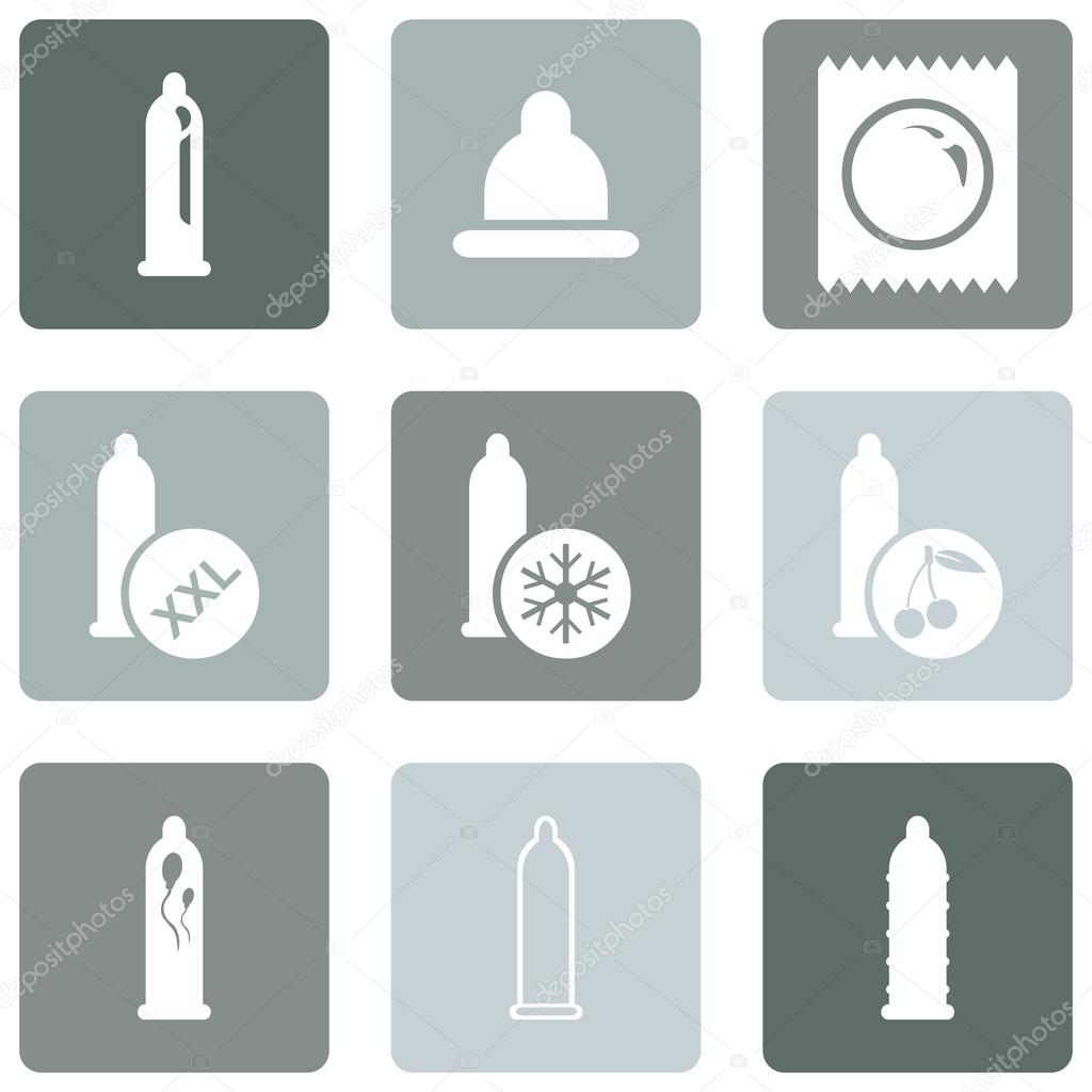 Conjunto De Iconos De Condón — Vector De Stock © Nikiteev 65677757