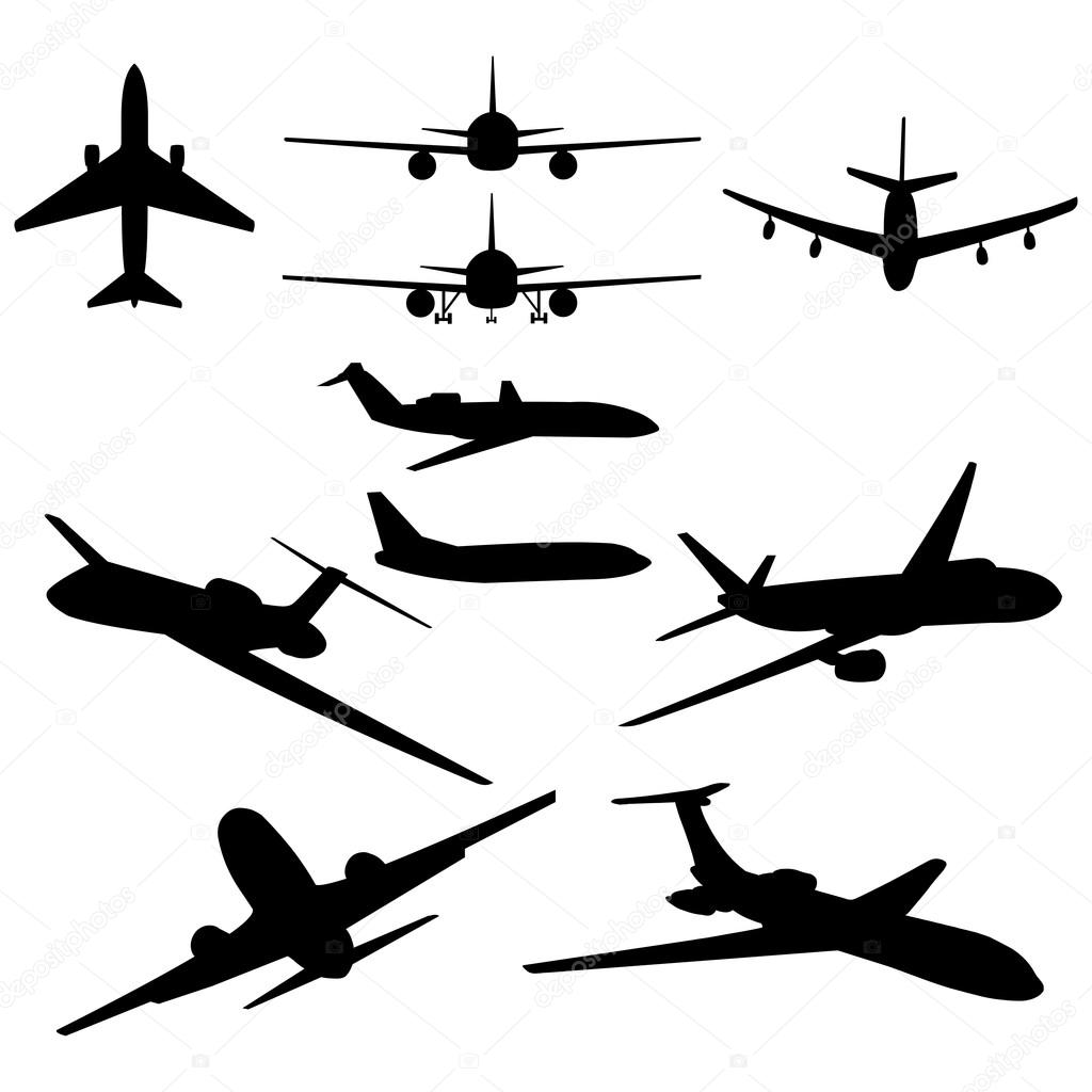 Set of 10 plane silhouette — Stock Vector © nikiteev #69295955