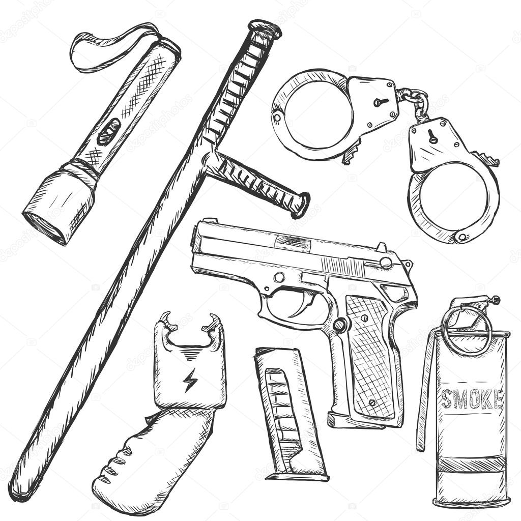 Set of Police Weapon and Equipment — Stock Vector © nikiteev #87130168