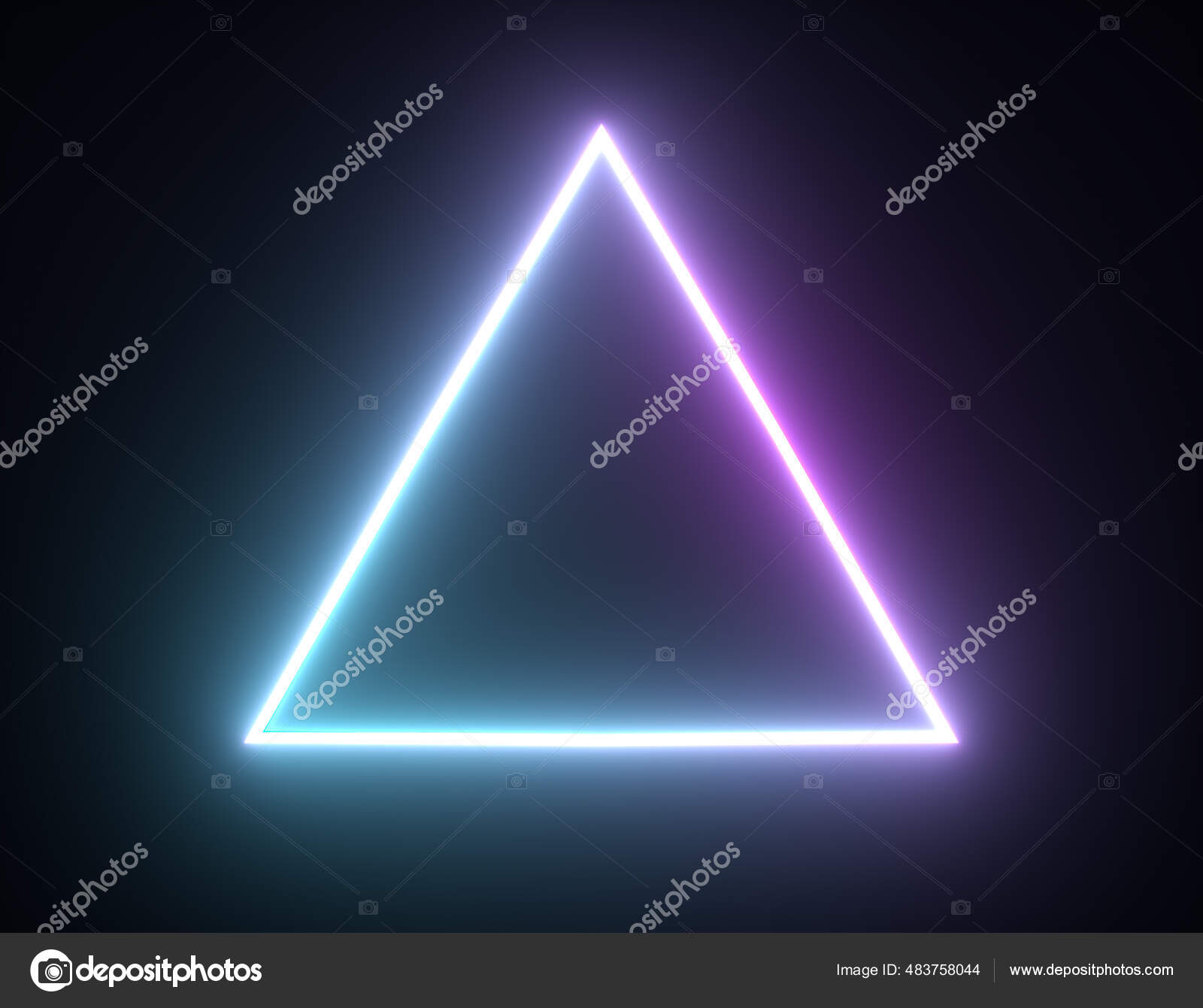 Shiny neon triangle frame, light geometric shapes. 3d render Stock ...