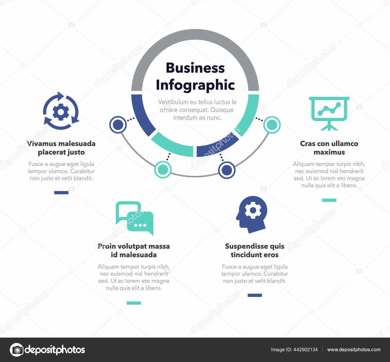 Simple Concept Business Diagram Four Steps Place Your Description Flat ...