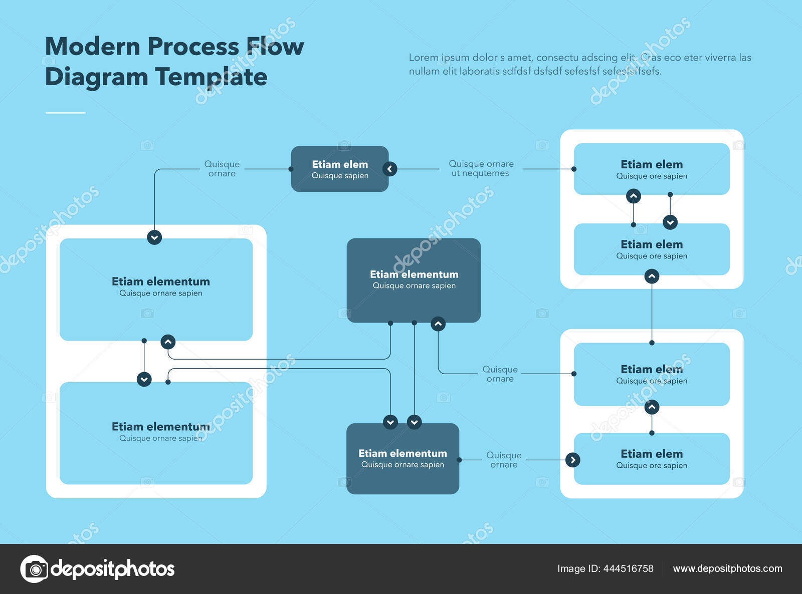 Modern Process Flow Diagram Template Blue Version Flat Infographic Easy ...