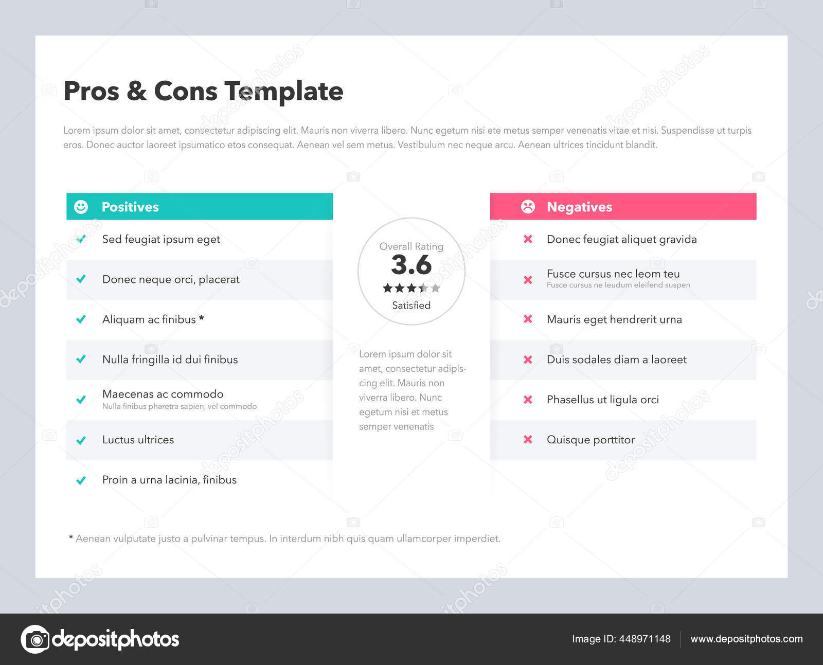 Modern Pros Cons Template Place Your Content Easy Use Your Stock Vector ...