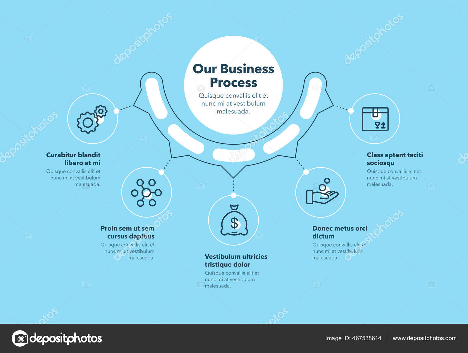 Simple Concept Business Process Diagram Five Steps Place Your ...