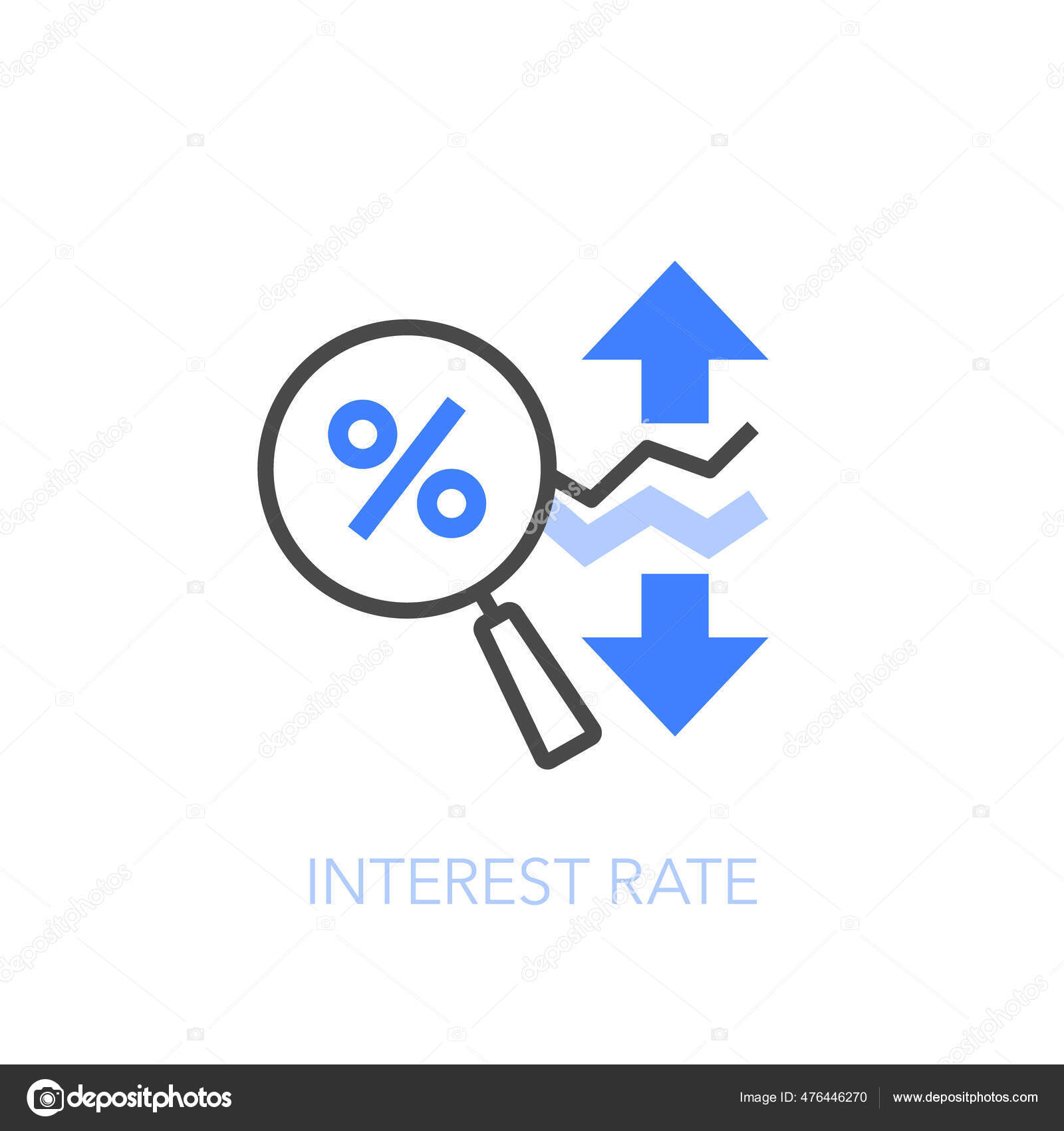 Interest Rate Symbol Magnifier Growing Decreasing Rate Curves Easy Use ...