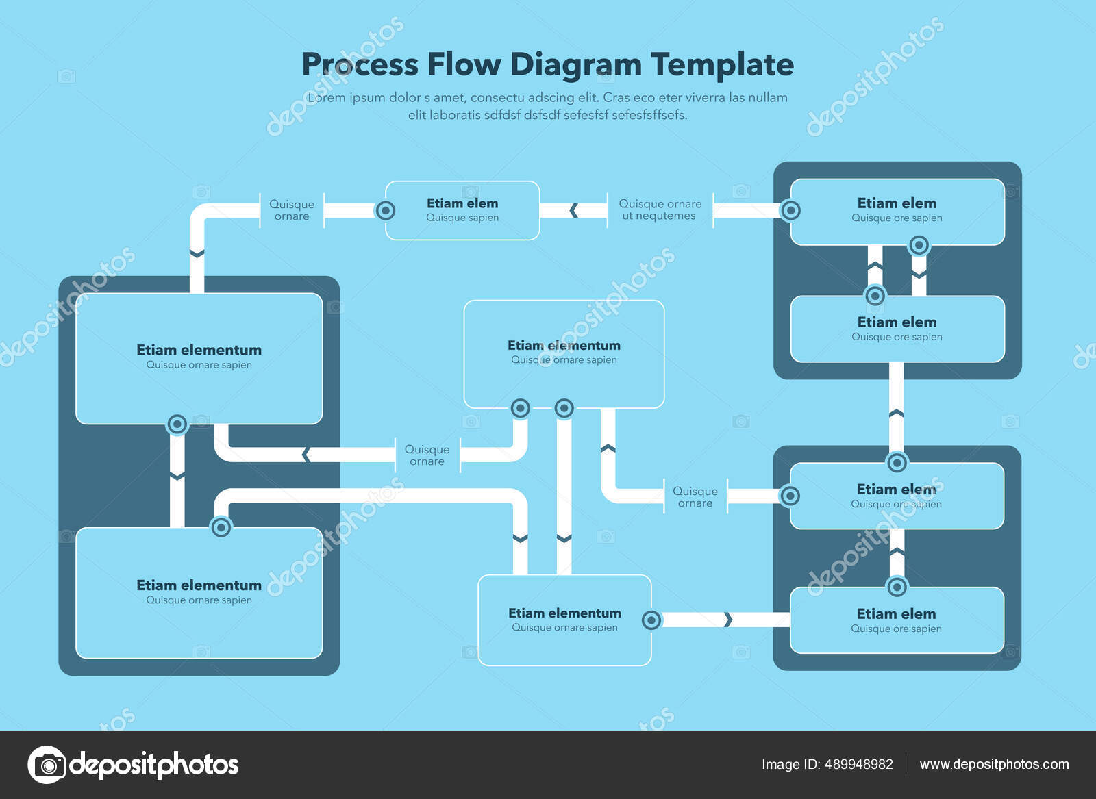 Şlem Akış Diyagramı Için Modern Bilgi Mavi Versiyonu Düz Tasarım ©tomas ...
