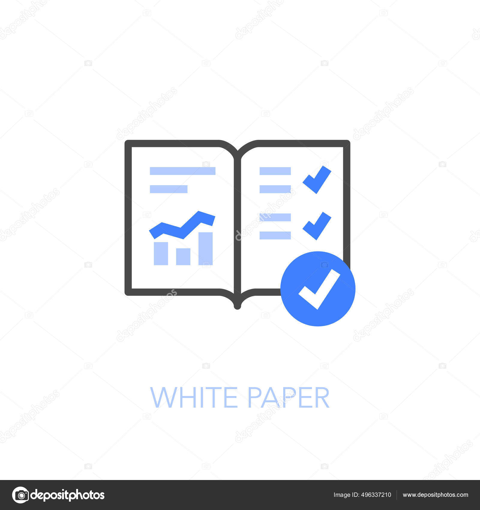 Símbolo Papel Blanco Con Documento Informativo Una Marca Verificación ...