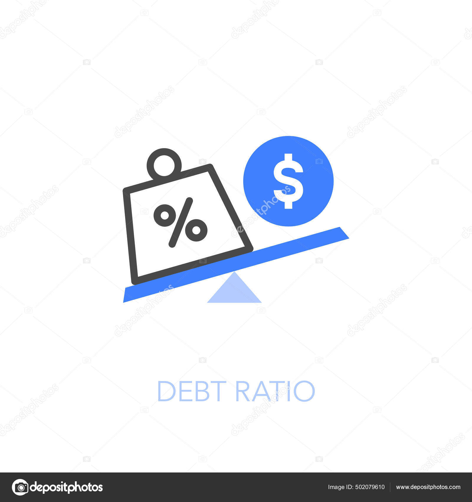 Debt Ratio Symbol Dollar Symbol Debt Easy Use Your Website Stock Vector ...