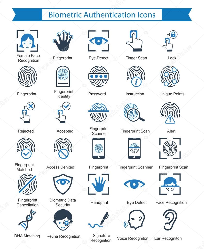 Biometrics Authentication Icons Stock Vector by ©delwar018 99278374 Biometrics Authentication Icons Stock Vector by ©delwar018 99278374
