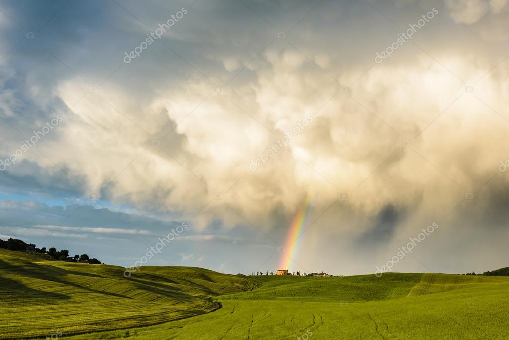 Rain Storms With Rainbow