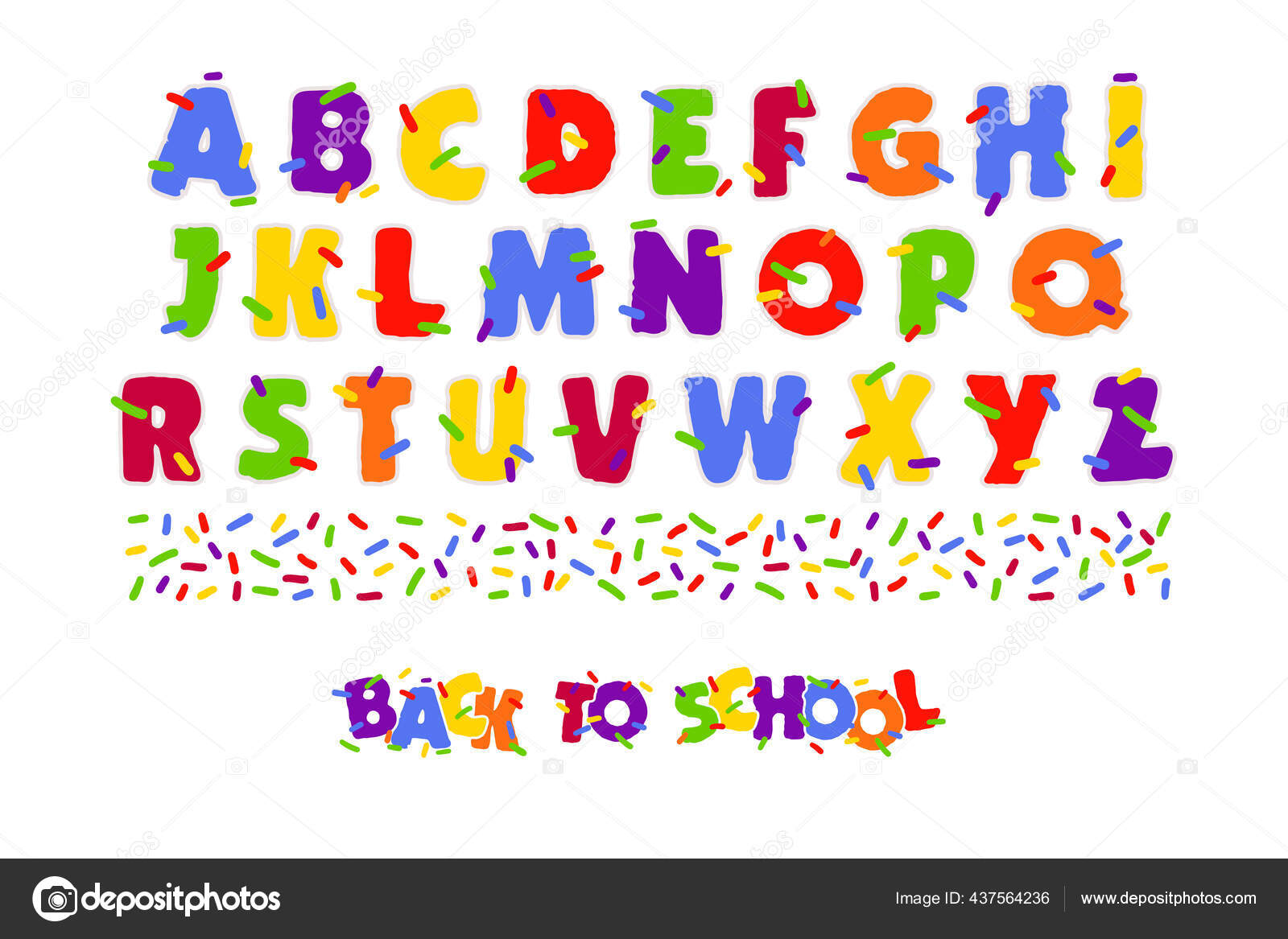 Alfabeto Fuente Infantil Estilo Cartoon Conjunto Letras Brillantes ...