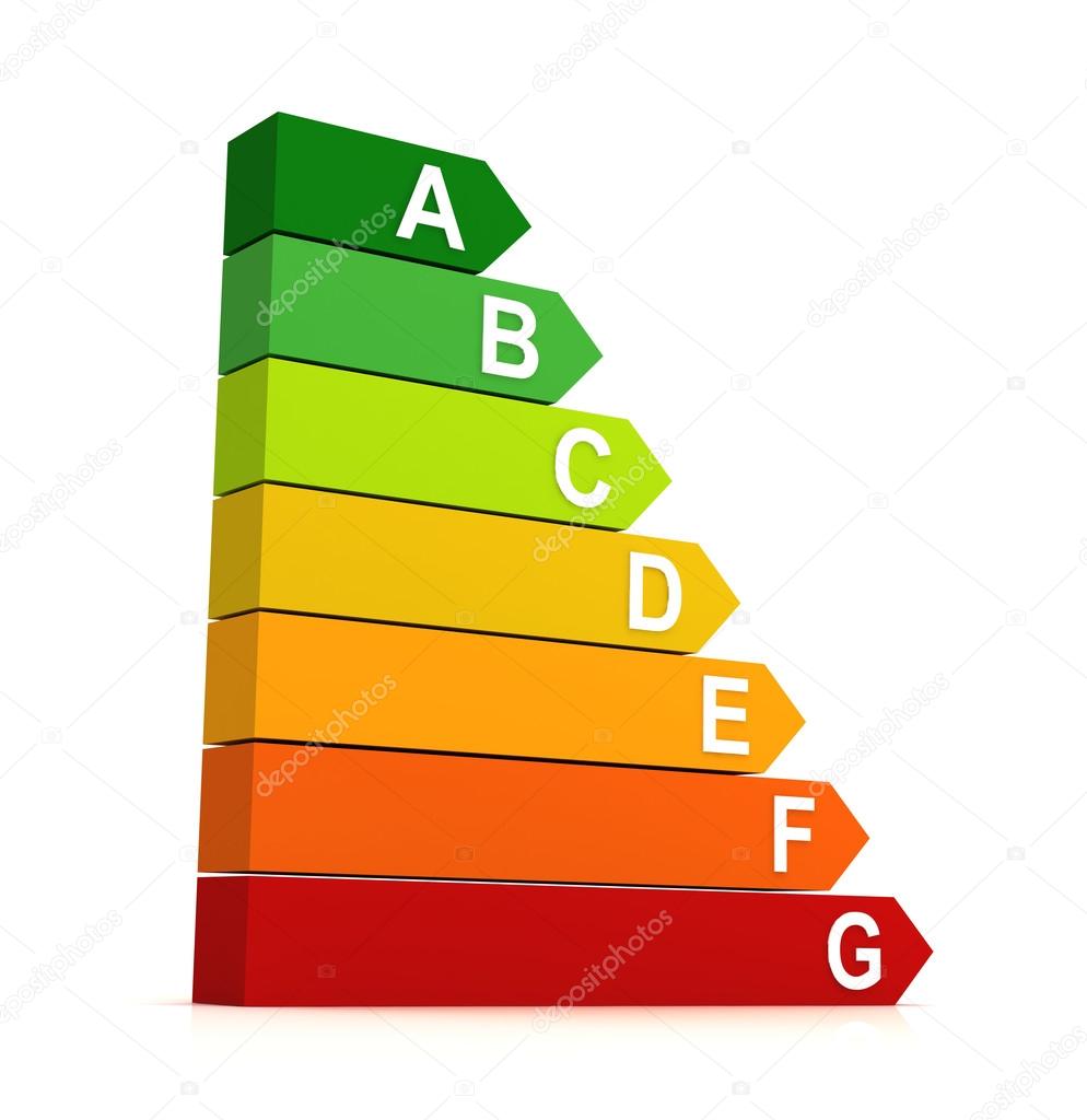 Energy efficiency bar chart concept 3d illustration — Stock Photo ...