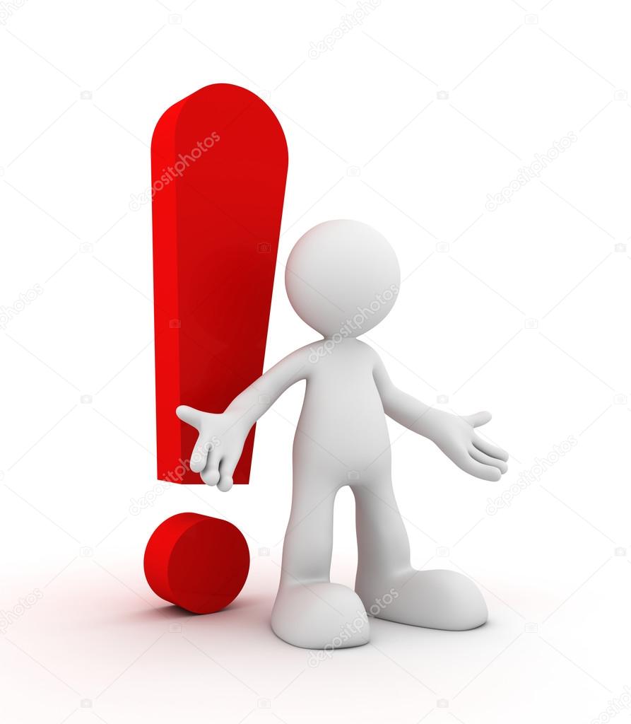 Exclamation point and man 3d illustration Stock Photo by ©mstanley ...