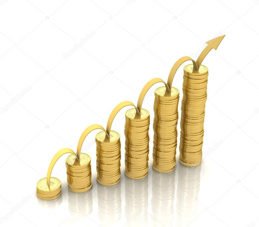 Gold coins graph concept 3d illustration Stock Photo by ©mstanley 123600198