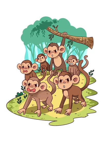 Animales tiernos monos imágenes de stock de arte vectorial | Depositphotos