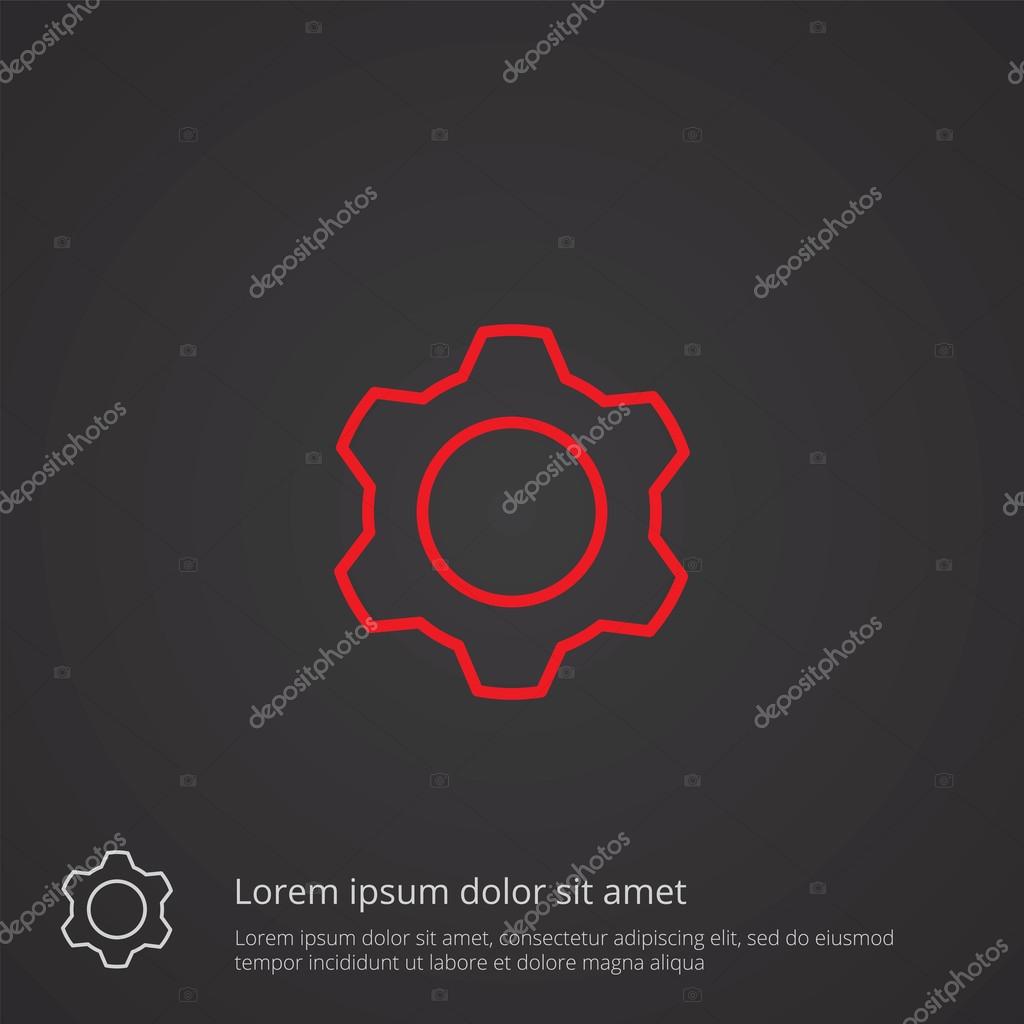Settings outline symbol, red on dark background, logo templat Stock ...