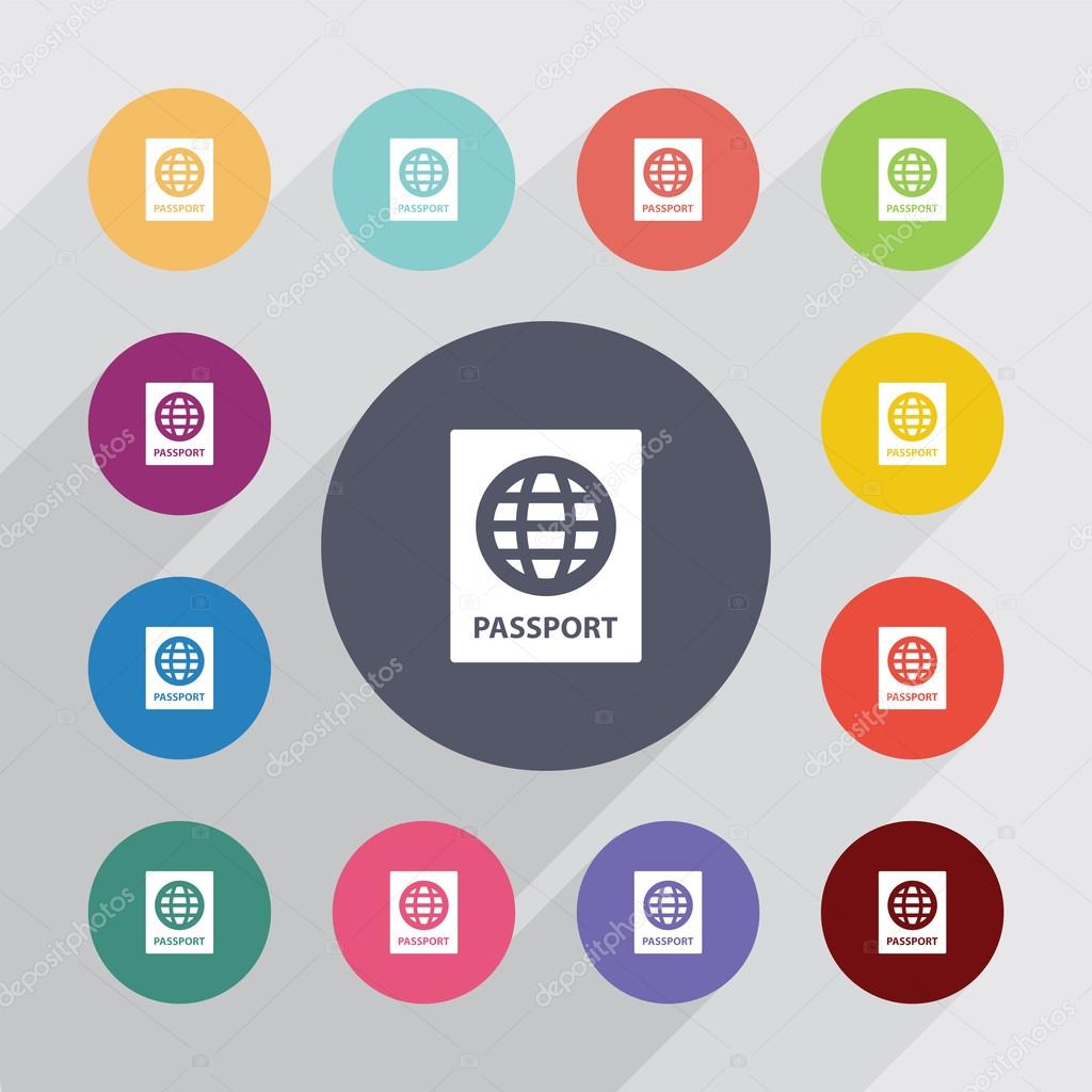 Passport Circle Flat Icons Set — Stock Vector © Rashadashurov 66030597