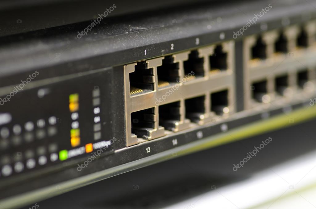 LAN network Ethernet switch. Close-up — Stock Photo © surawutob #58179797