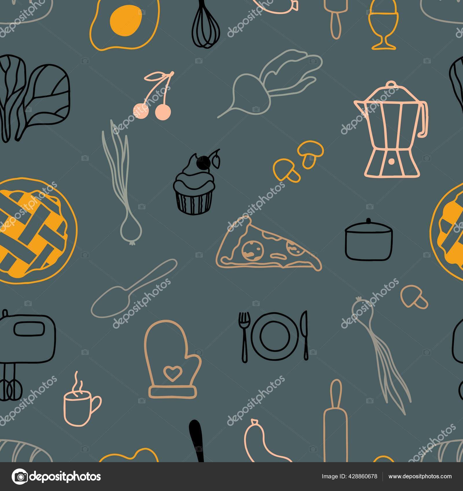 Seamless Pattern Theme International Chefs Day October Set Consists ...